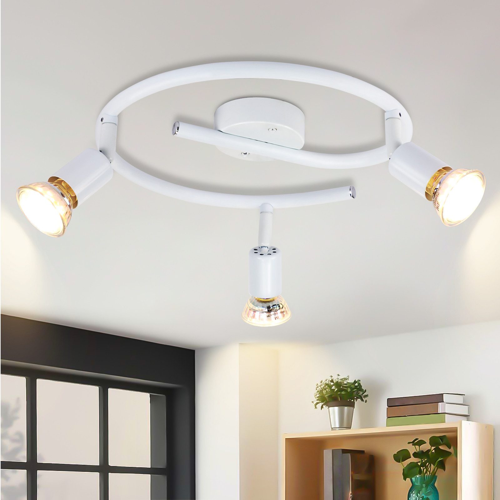 NETTLIFE Spot de plafond LED orientable GU10 3 spots de plafond flamme ...