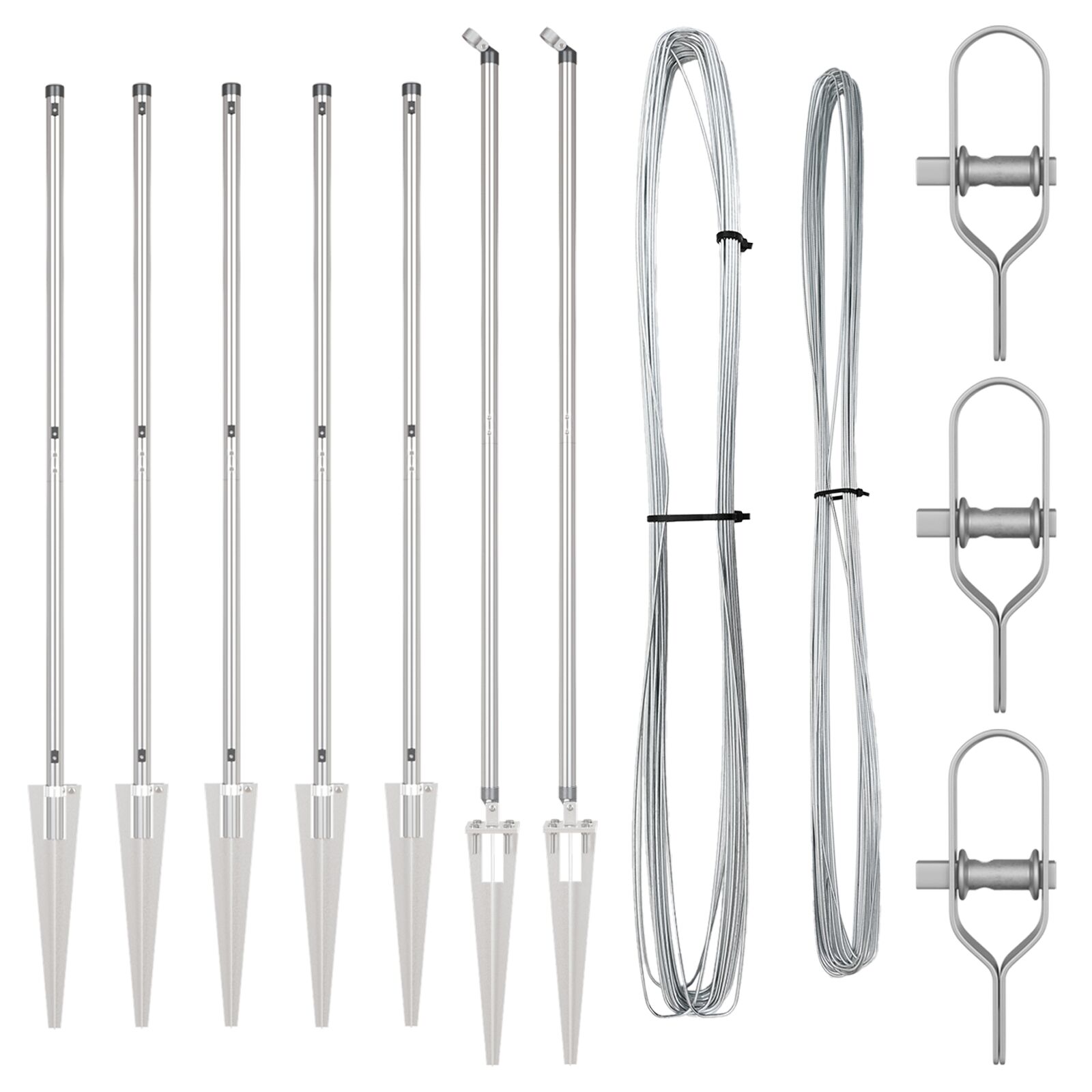 Postes de cerca con punta 7 uds Ø32 mm 160 cm Acero Galvanizado ...