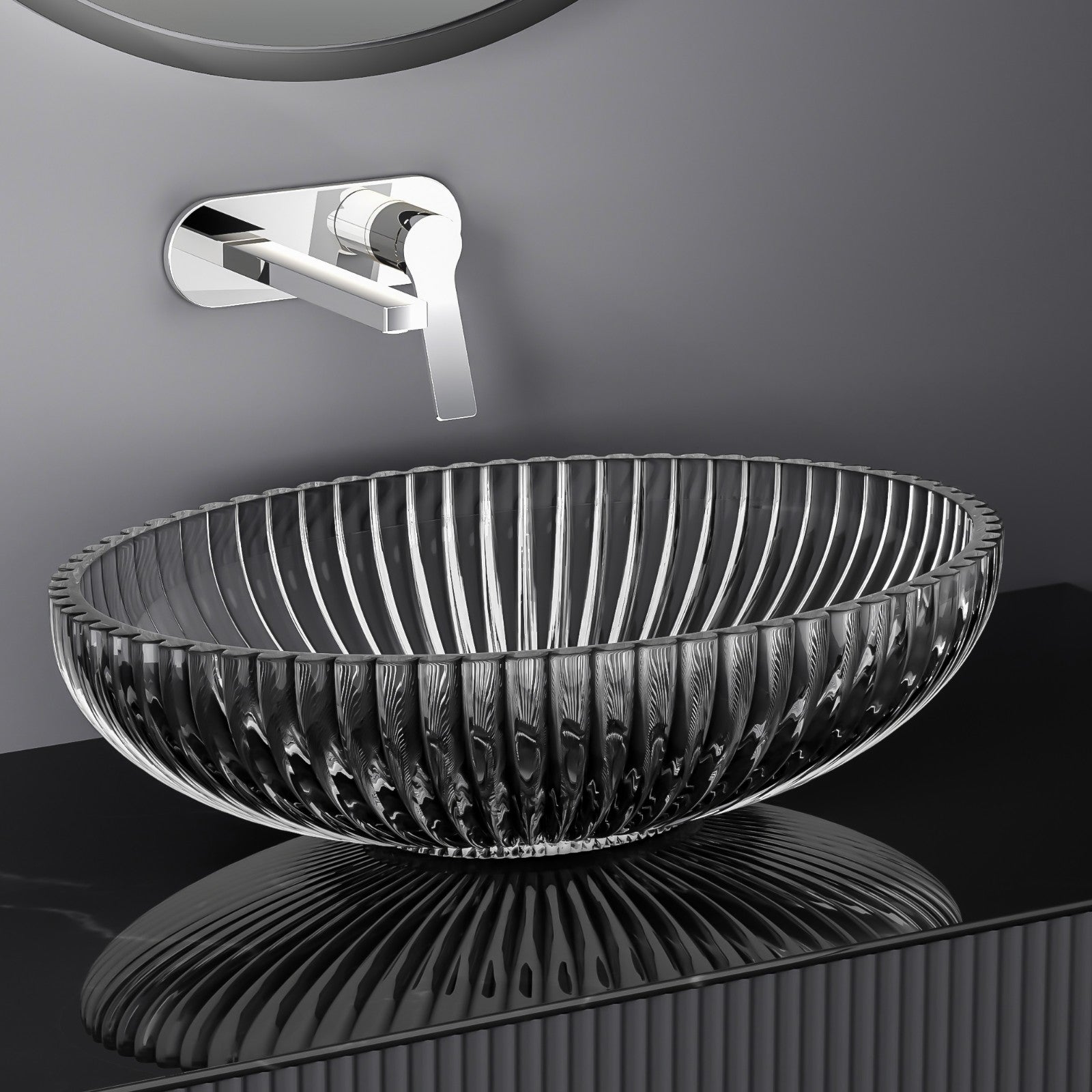 EMKE Lavabo da Appoggio Ovale, 510 x 350 x 150 mm, Lavabo in Vetro Nero ...