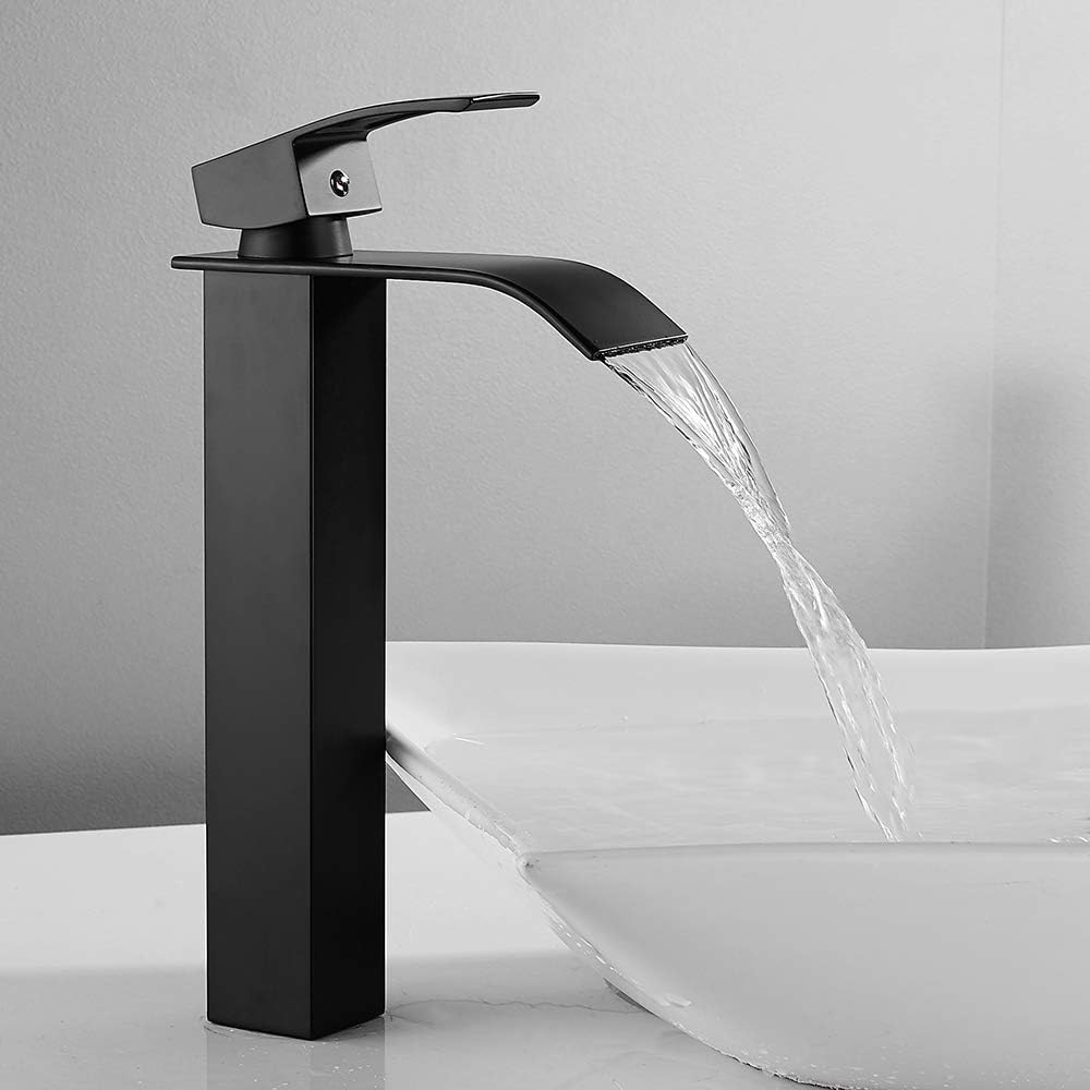 Robinet de cuisine carré chromé à eau chaude et froide de type cascade ...