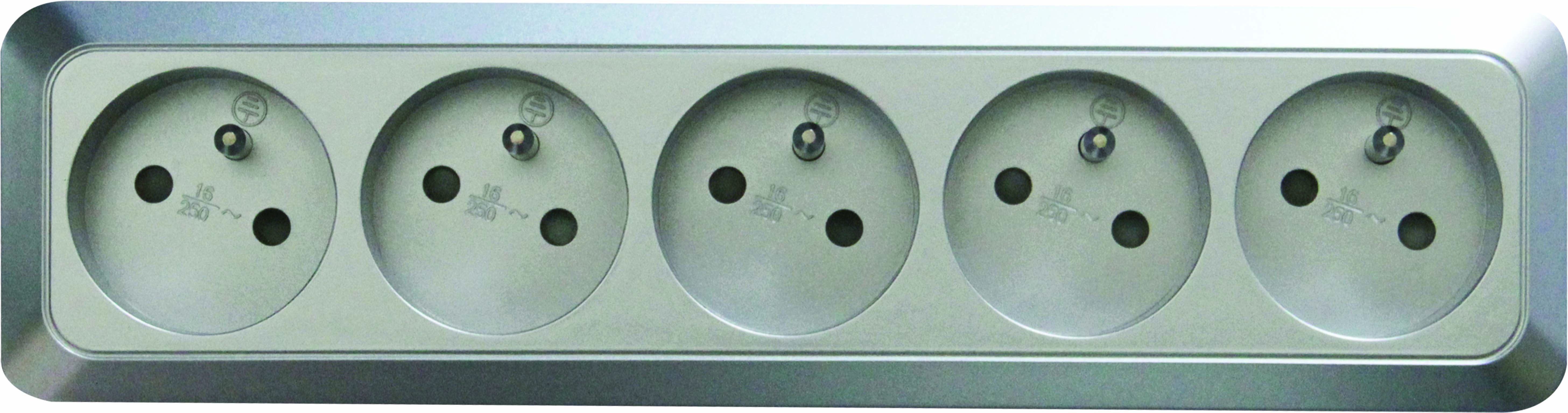 Bloc multiprise à cabler 5 prises 2P+T 16A - Silver - Dio | Leroy Merlin