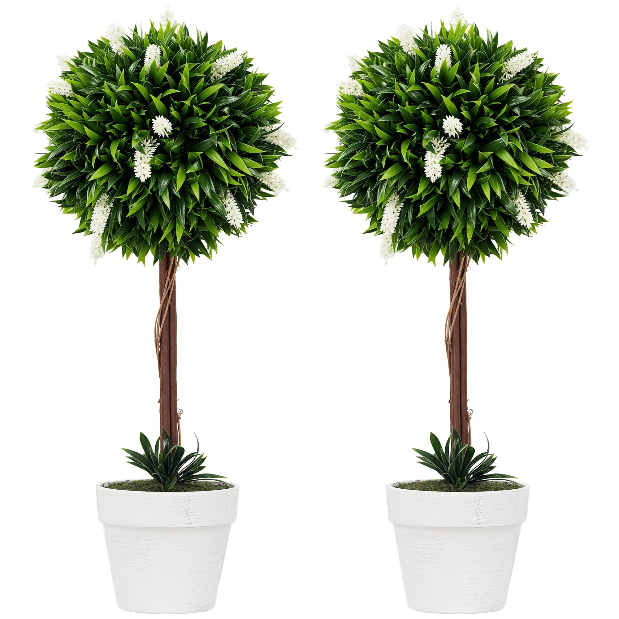 Lot de 2 plants de lavande artificiels, 60 cm de haut, avec pot et ...