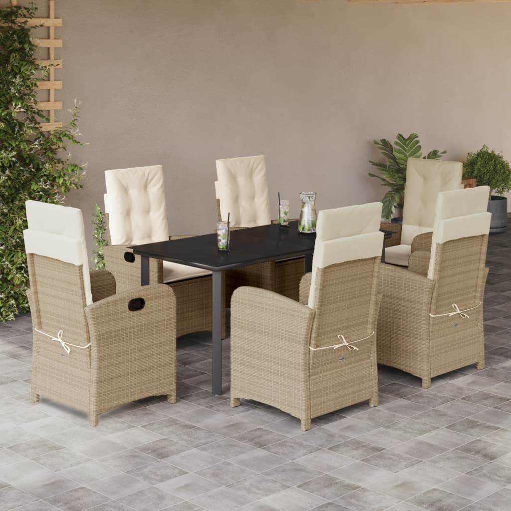 Maison Exclusive - Ensemble à manger de jardin et coussins 7 pcs beige ...