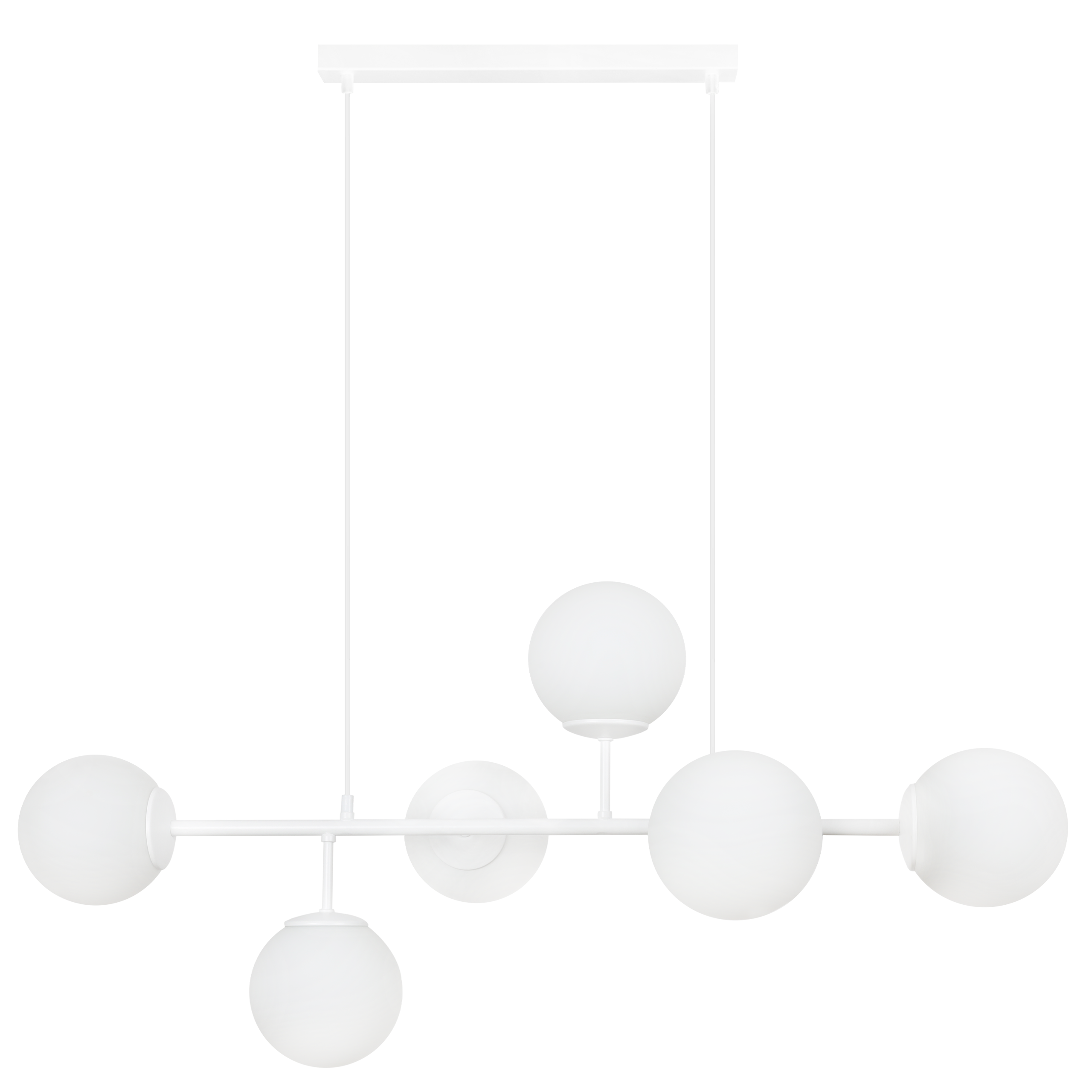 Suspension glamour blanche Siena, 6 x E14, abat-jour boule blanc, Light ...