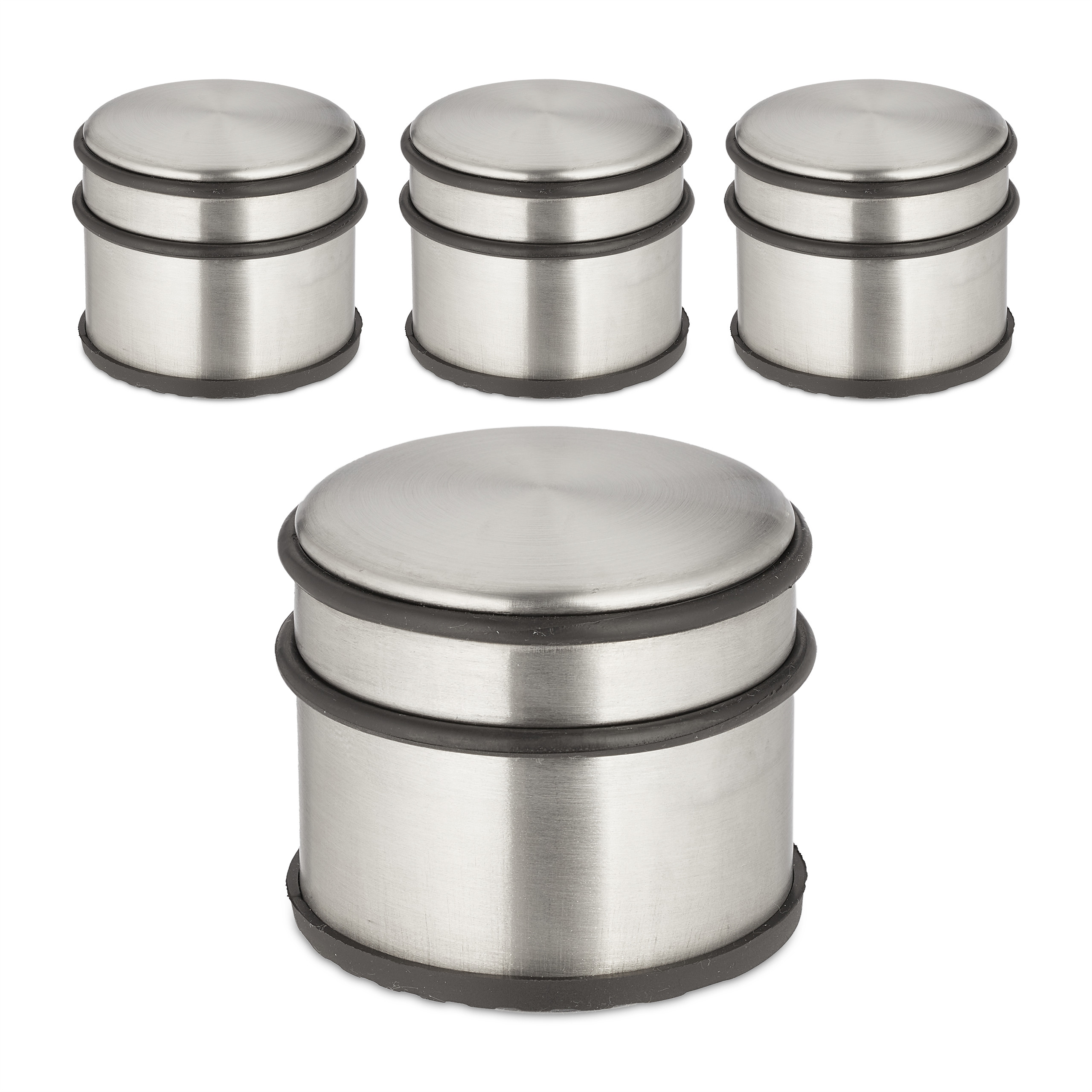 Relaxdays Butoir porte en lot 4, acier inoxydable, antidérapant, haut ...