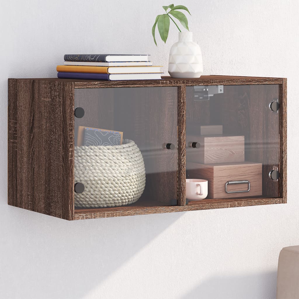 Pensile con ante in vetro rovere marrone 68,5x37x35 cm | Leroy Merlin