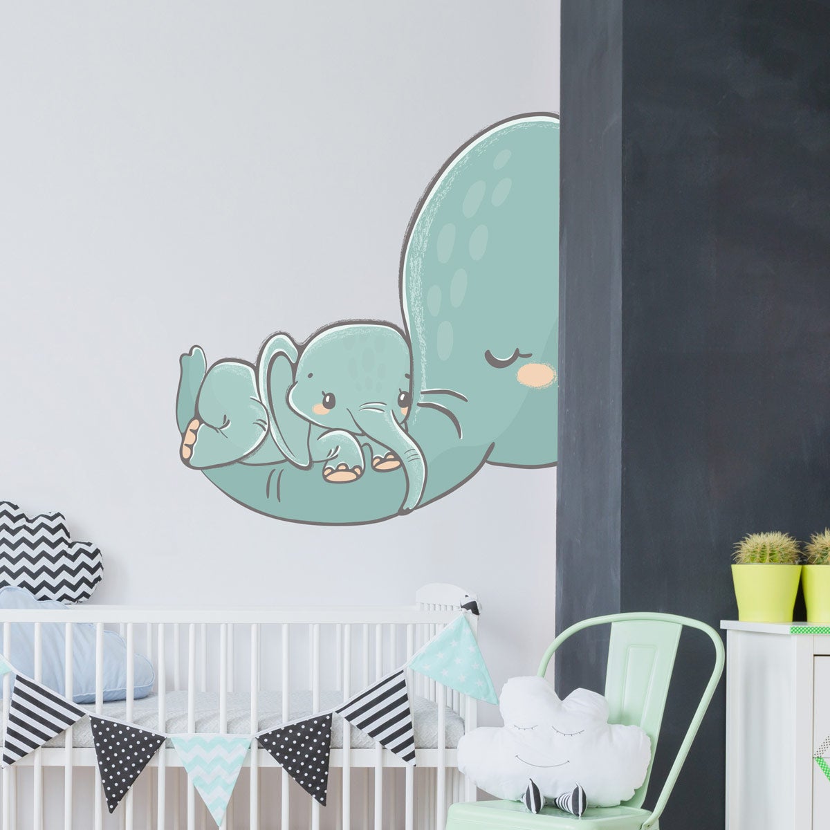 Stickers muraux | Sticker Mural Autocollant - ÉLÉPHANT ET SON BÉBÉ ...