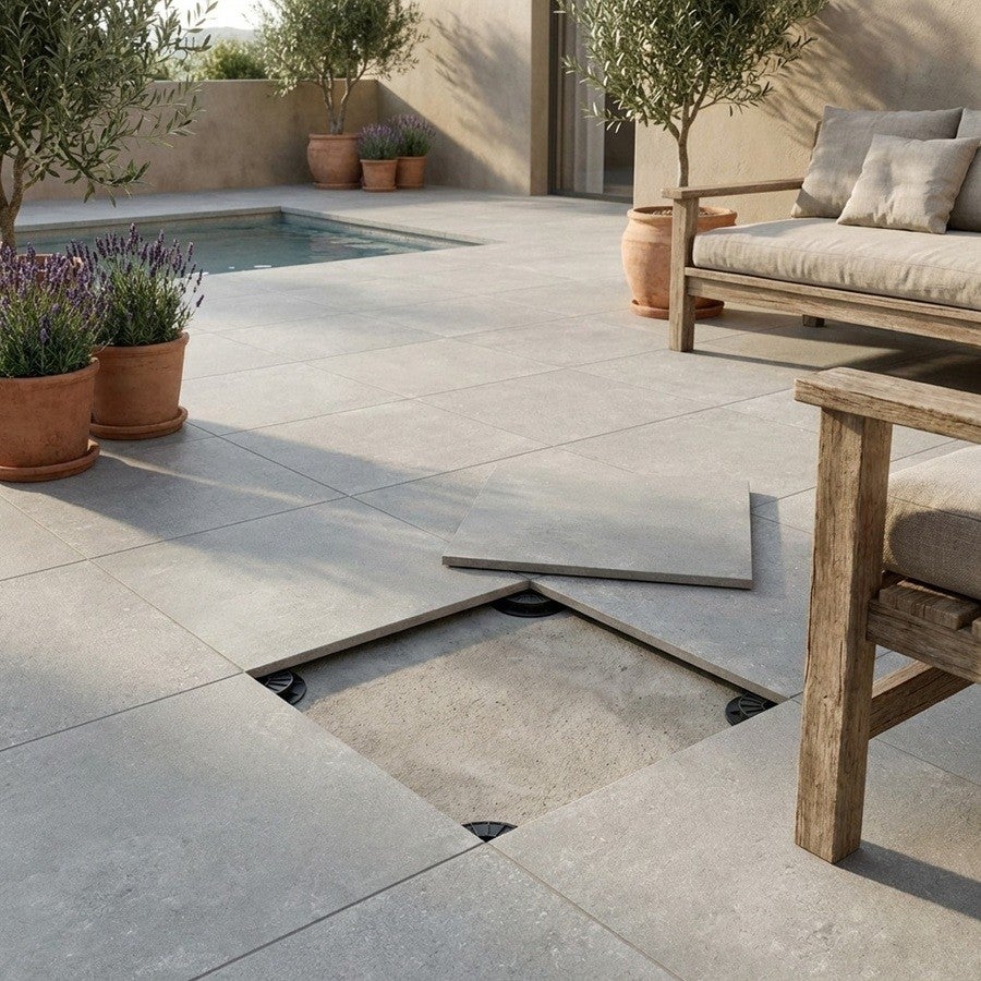 Dalle Sur Plots Ground Perla 60x60x2 Cm Effet Pierre Antidérapant R11 ...