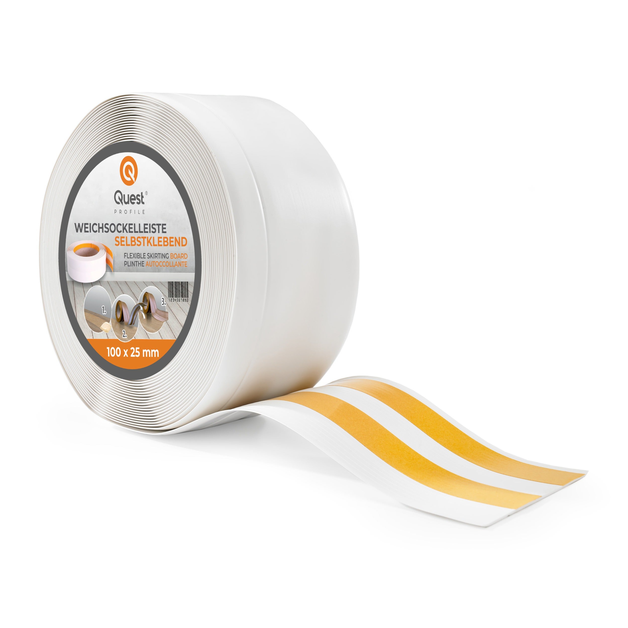 QUEST Rodapié PVC 100x25mm, 15m, autoadhesivo, rodapiés blando, zócalo ...