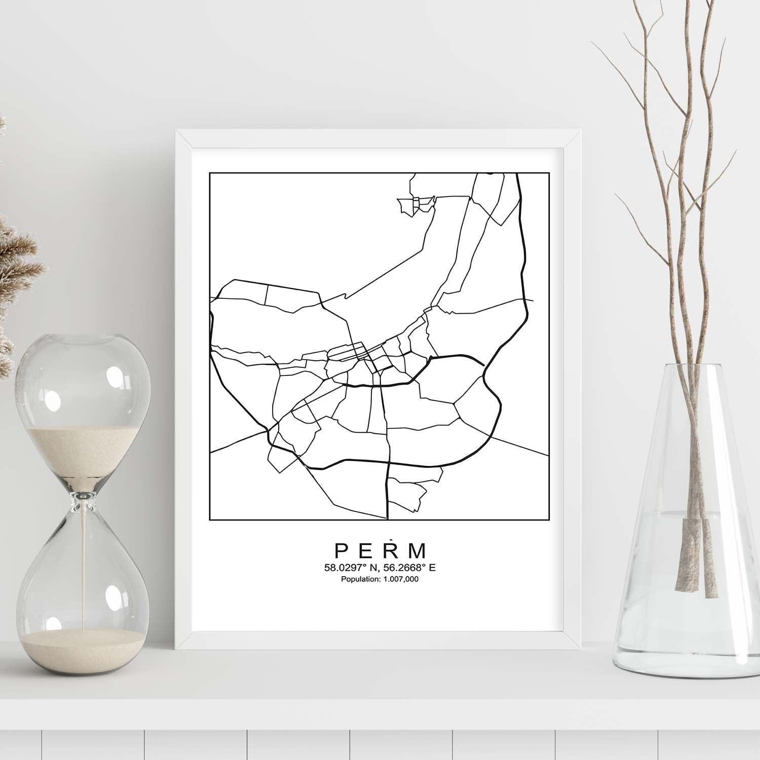 Carte Sheet Perm Nordic Style En Noir Et Blanc. A4 Sans Cadre | Leroy ...