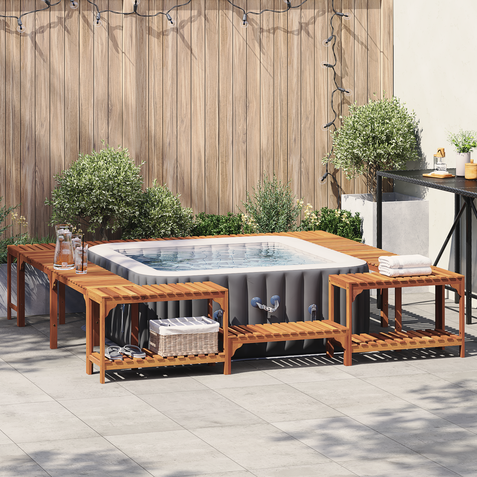 Entourage de bain à remous Marron 250 x 250 cm vidaXL | Leroy Merlin