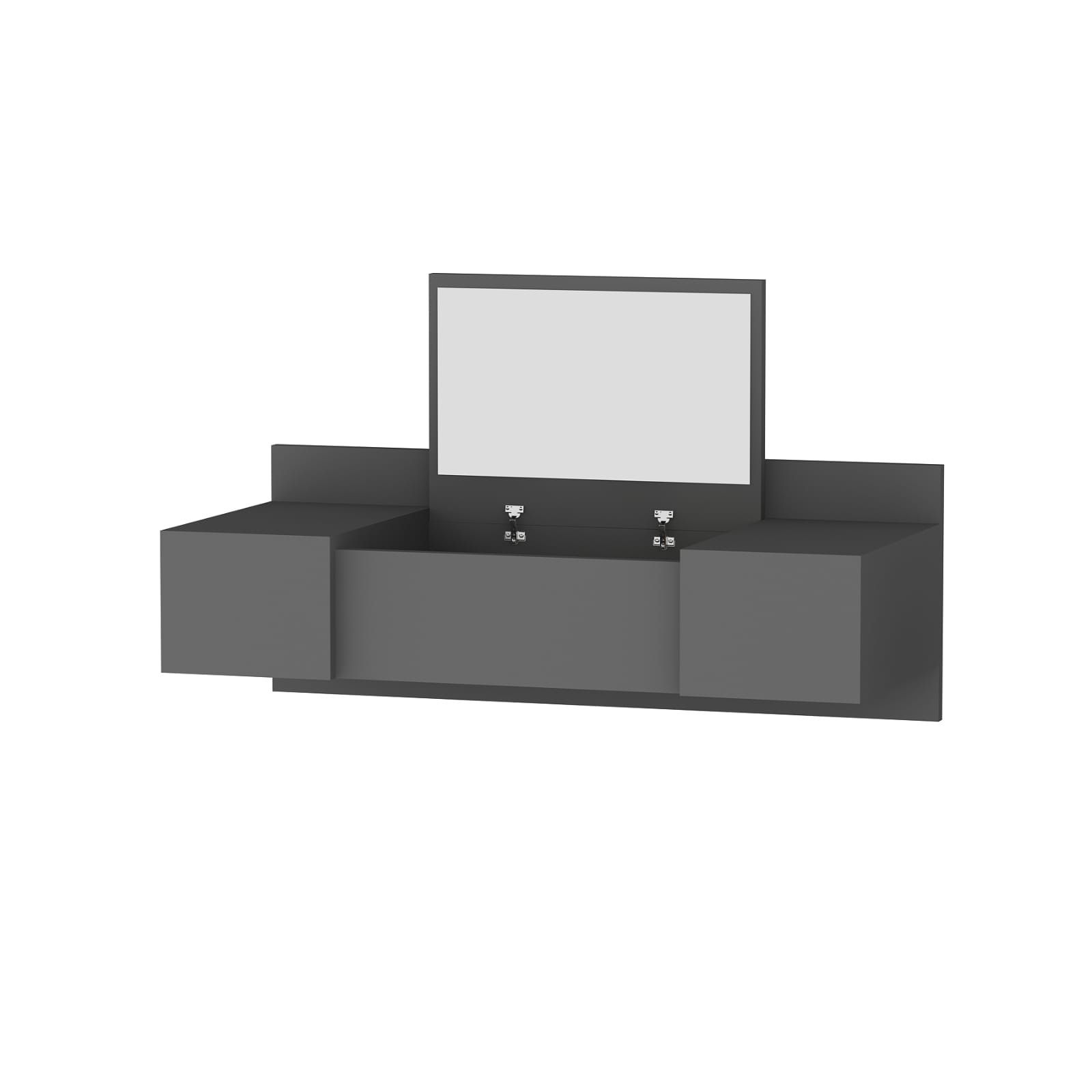 Coiffeuse murale Nelfa avec miroir en bois Gris | Leroy Merlin