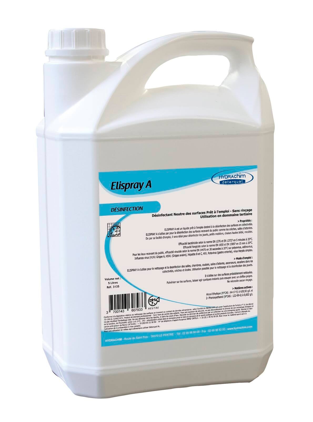 Elispray A Dsinfectant virucide de surface Deterquat Ecocert 5L | Leroy ...