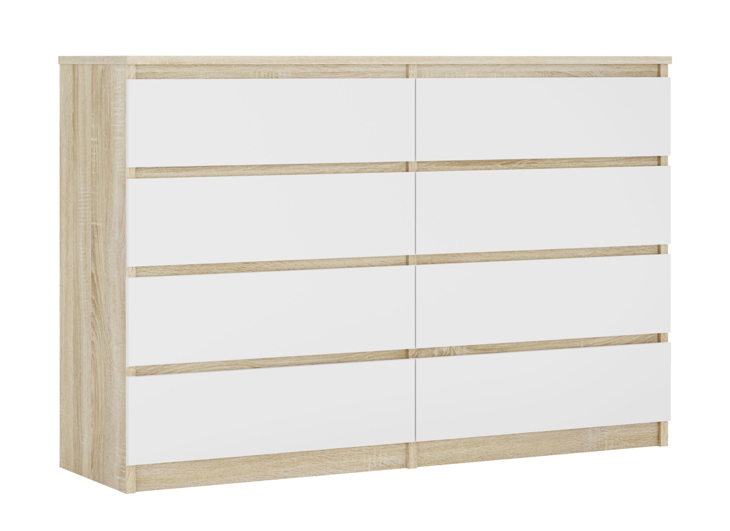 Commode 8 Tiroirs, Sonoma Chêne / Blanc Mat, 138 x 101 x 39 cm | Leroy ...