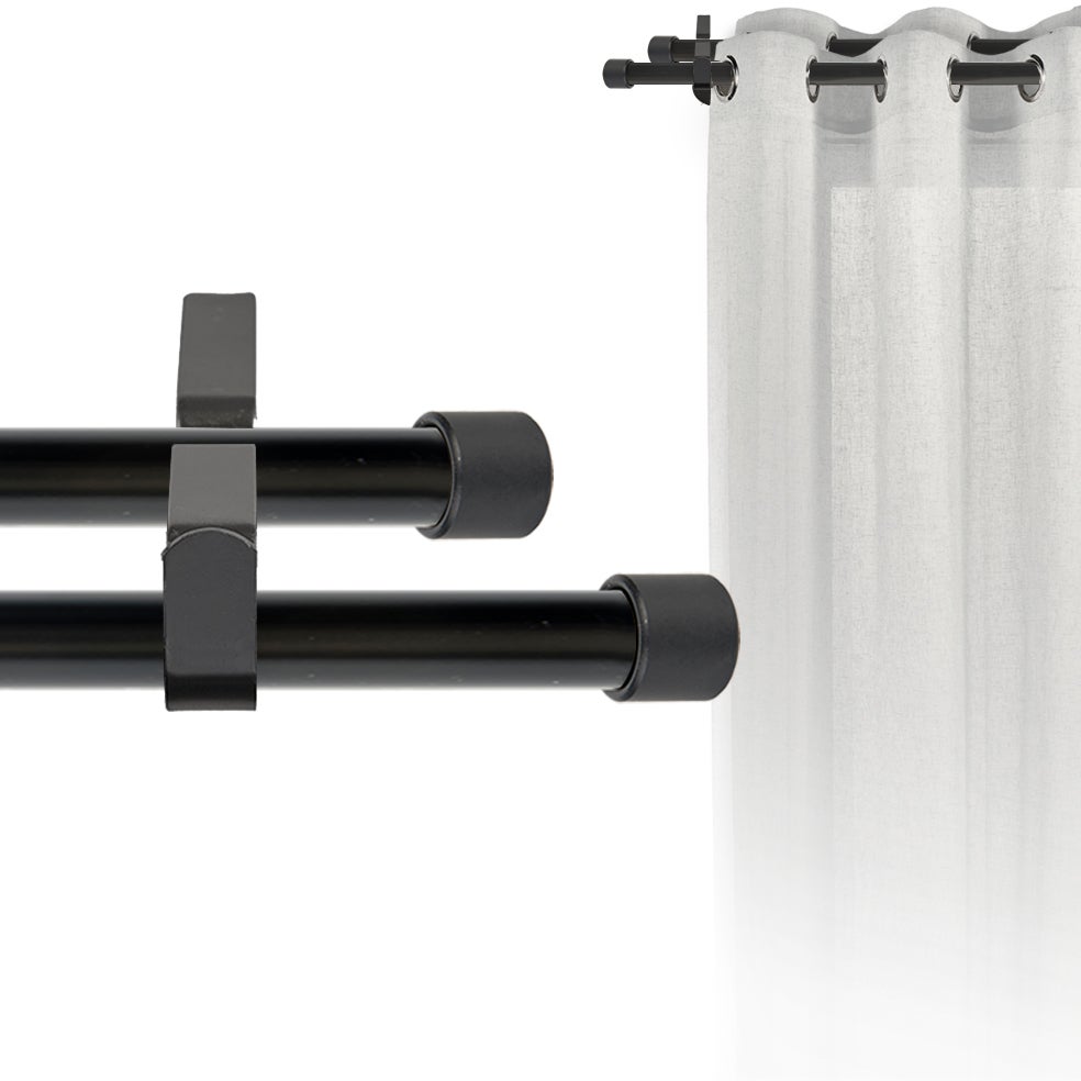Kit de Tringle à rideau double en métal Ø22mm, Bouchon Installation au plafond, Tringle à rideau ...