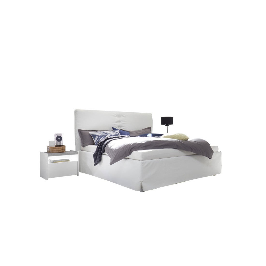 Cadre + Tête de lit 160*200 cm Simili cuir Blanc - ANIECE n°3 | Leroy ...