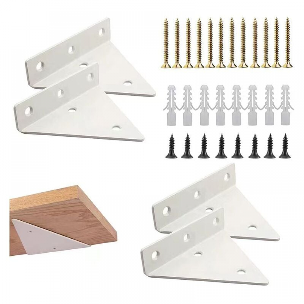 (4 pièces blanches)Supports d'étagère triangulaires, supports d'étagère ...