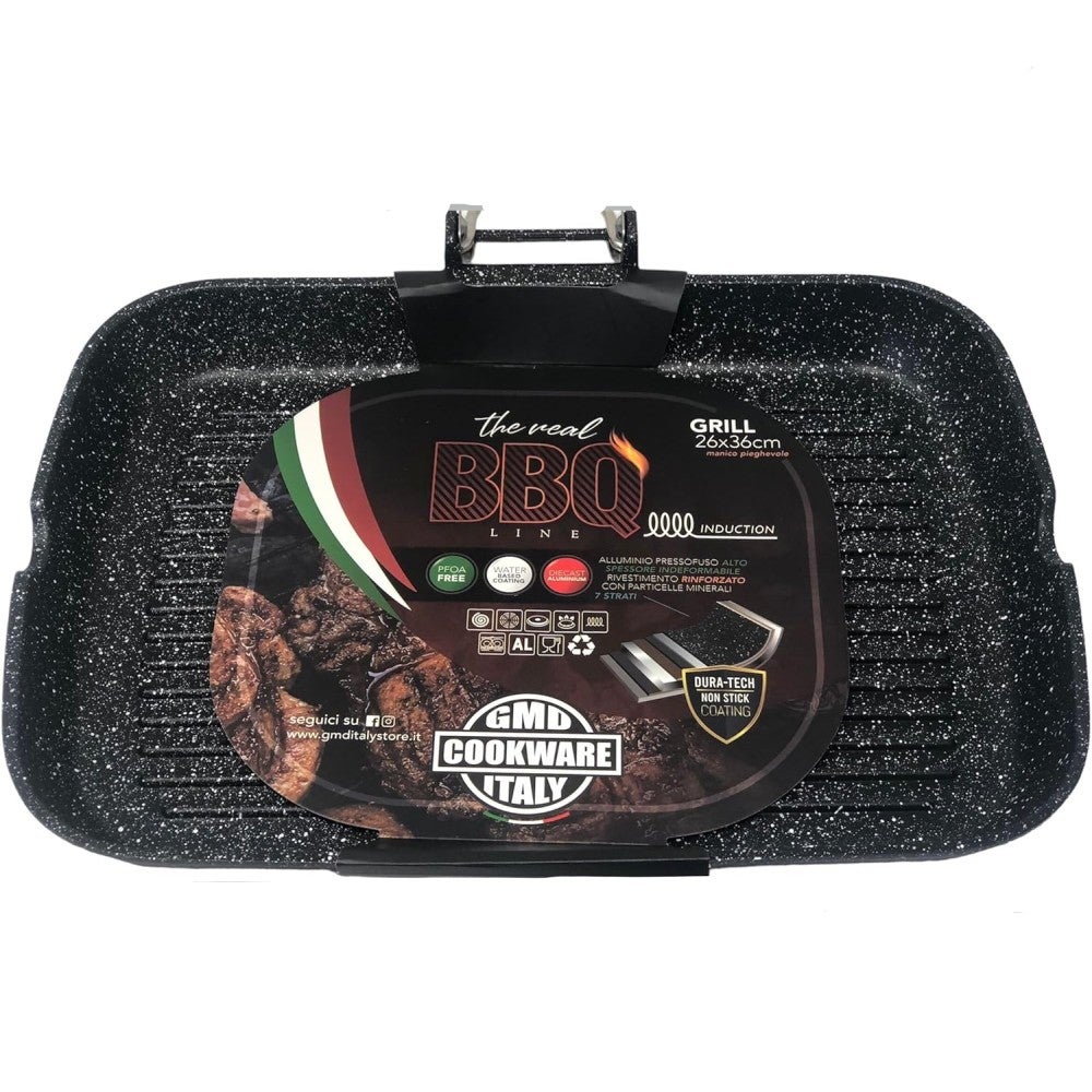 Grill rectangulaire induction avec manico en bois pliable 362624 ...