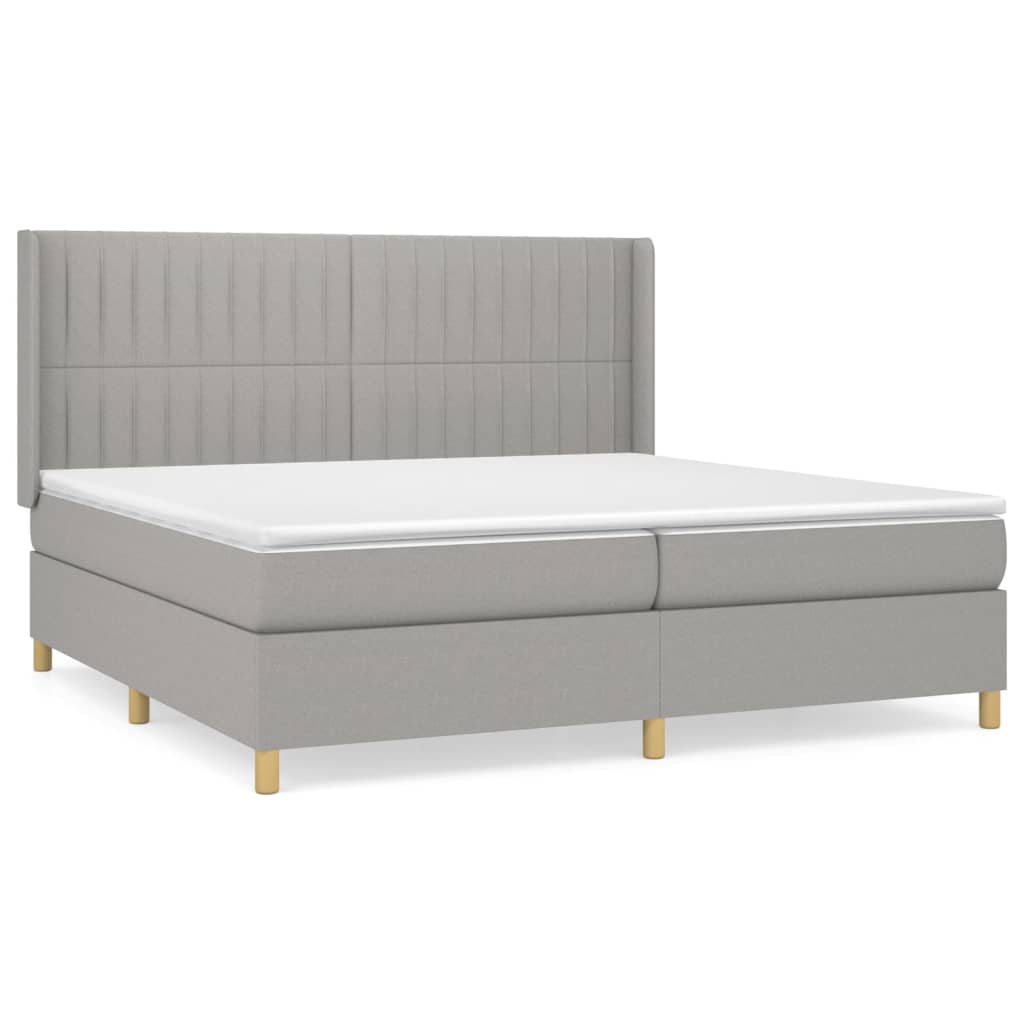 Cama box spring con colchón tela gris claro 200x200 cm — COMFORTXL ...