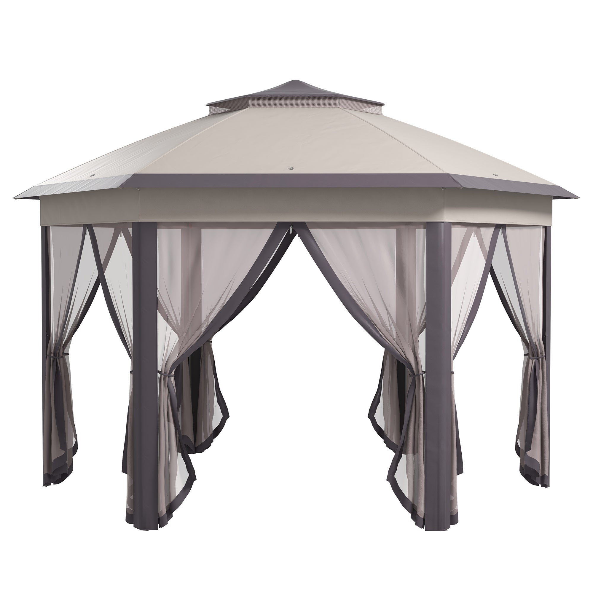 Pavillon pop-up 4x4 m hexagonal 6 panneaux sac transport beige café ...