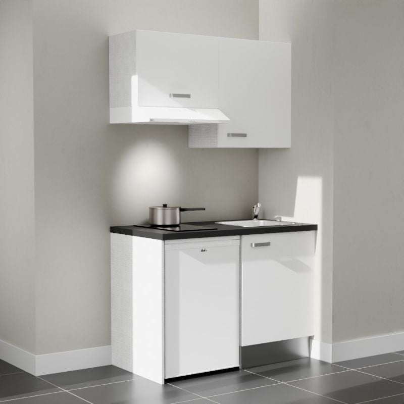 Kitchenette K01L-PT - 120 cm - plan stratifié, évier inox, - Façade ...