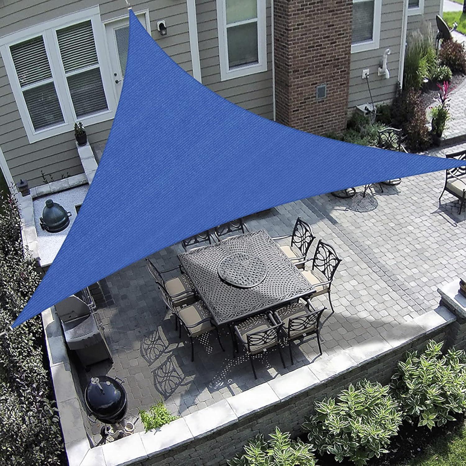 Voile d'ombrage triangulaire - 3*3*3m - Bleu - Store extérieur ...