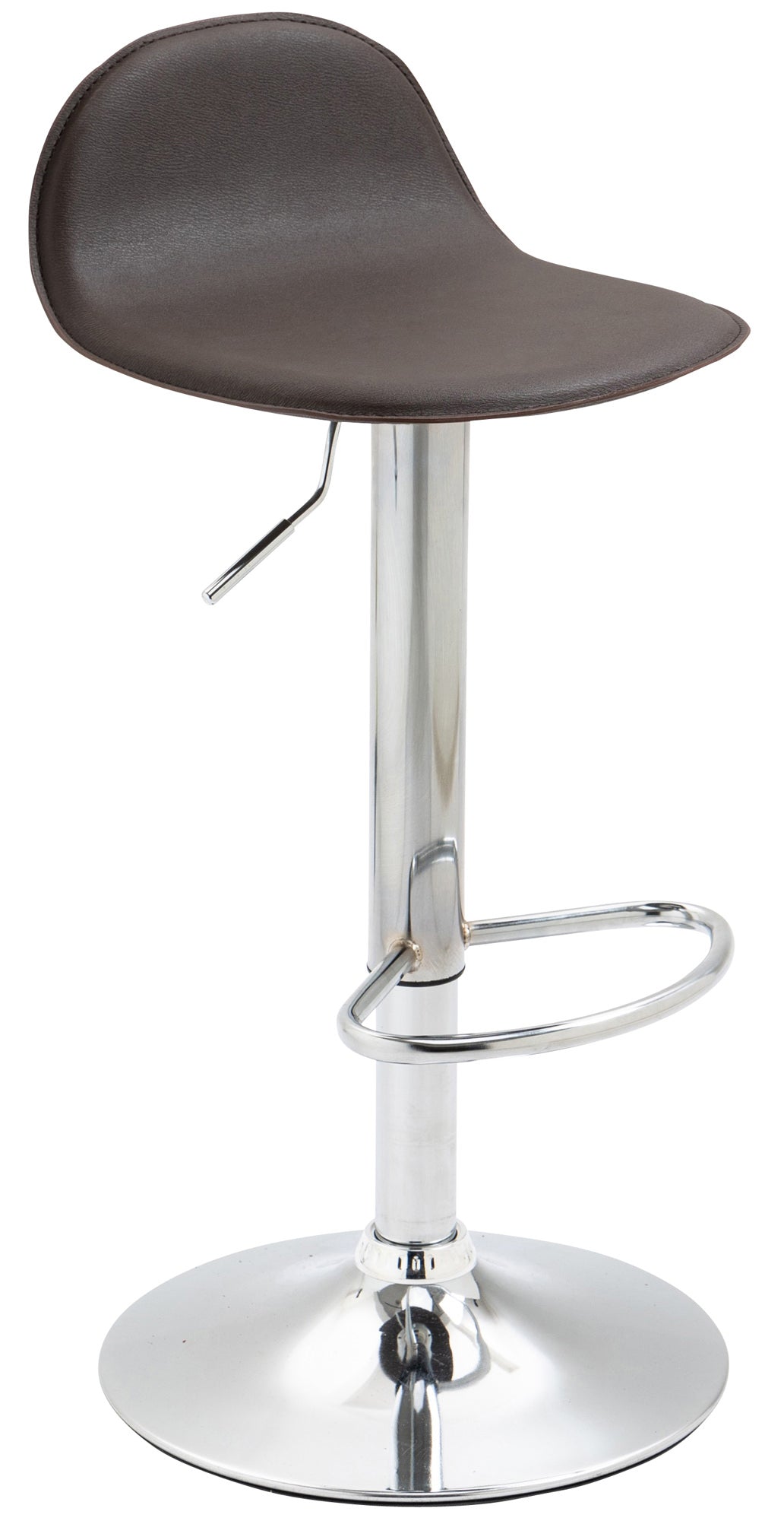 Tabouret de bar x1 avec repose-pieds en PVC marron pied trompète en ...
