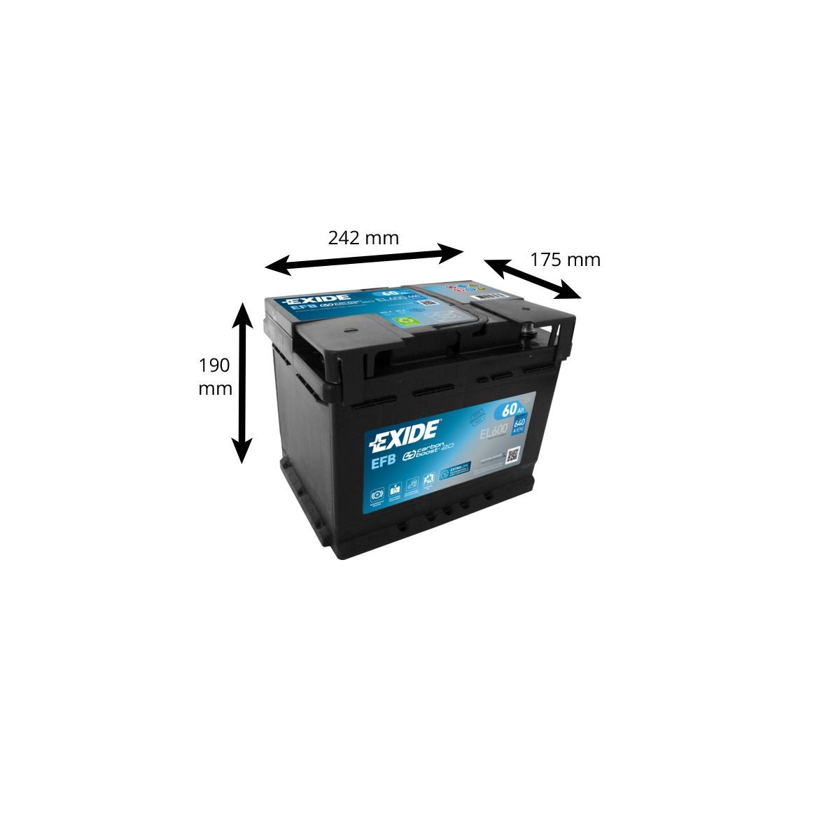 BATTERIE EFB EXIDE EL600 12V 60AH 640A | Leroy Merlin