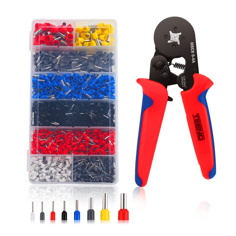 Teeno Pince à Sertir Outil de Sertissage Kit AWG23-7/0.25-10mm² avec 1200 Cosses de Câbles ...