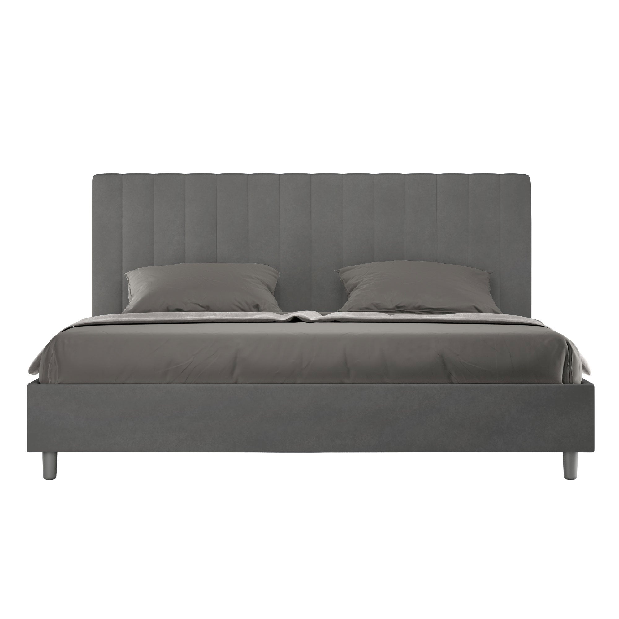 Lit king size sans sommier rembourré 190x200 microfibra gris Agueda ...