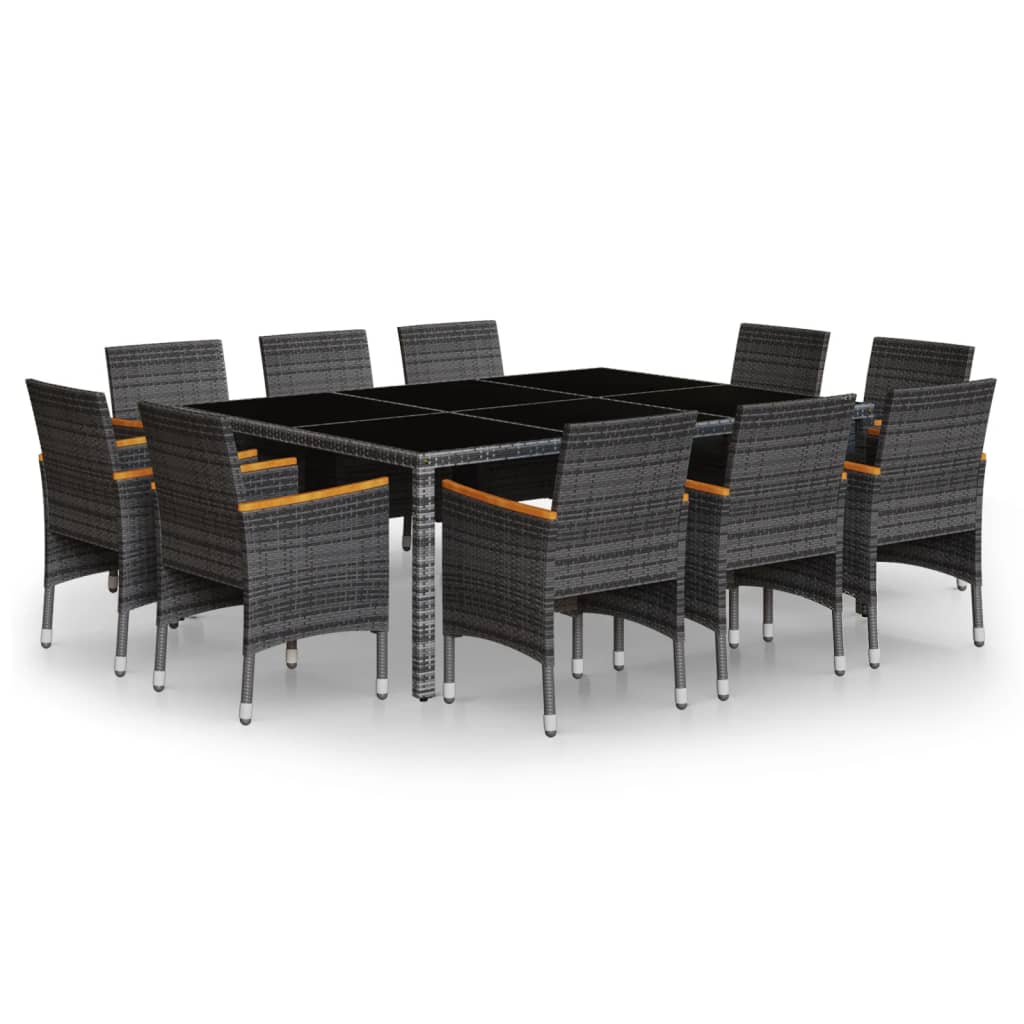 Mobilier à d?ner de jardin 11 pcs Résine tressée Gris | Leroy Merlin