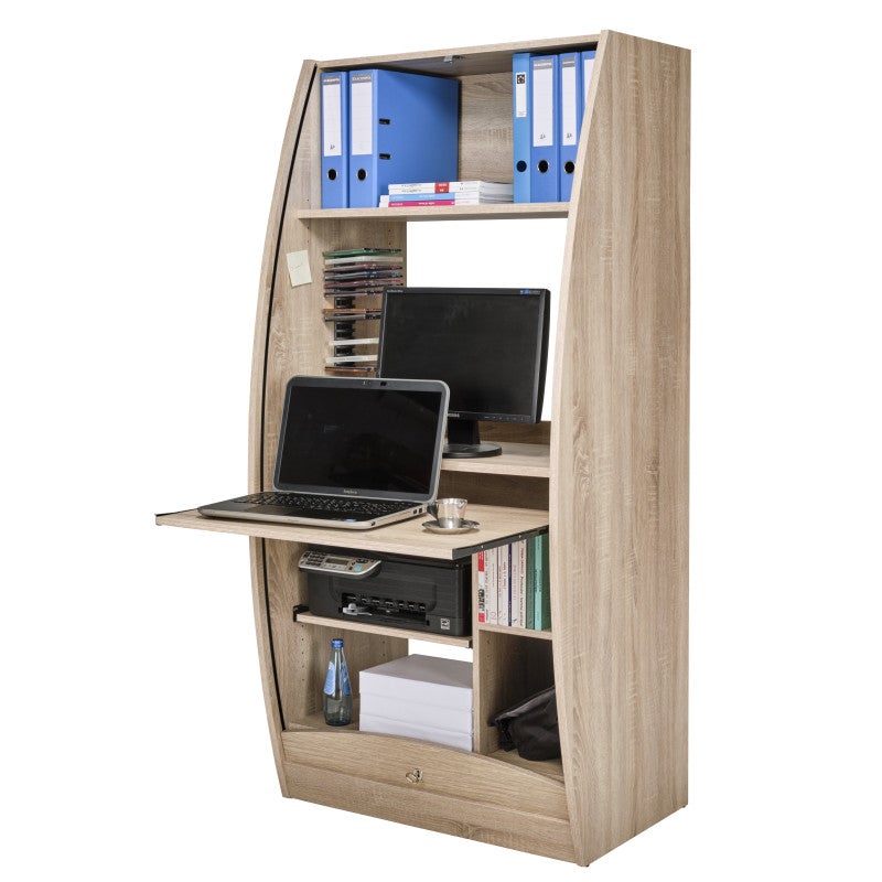 Armoire Informatique Galbée 80 cm Chêne 6 Niches | Leroy Merlin