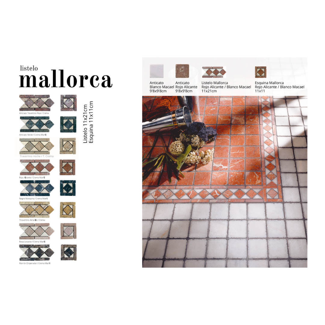 Pierre naturelle COIN MALLORCA 10x10cm TRAVERTIN ROUGE ET TRAVERTIN ...