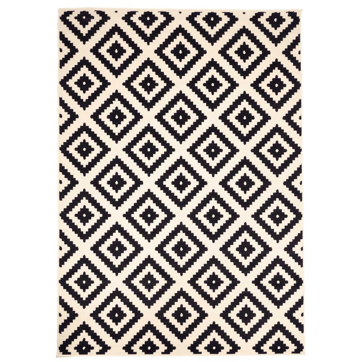 Tapis salon 120x170 tissé crème rectangle motif géométrique AF1ORMA ...