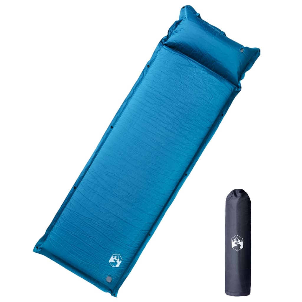 Colchón de camping autoinflable con almohada 1 persona turquesa / 190 x ...