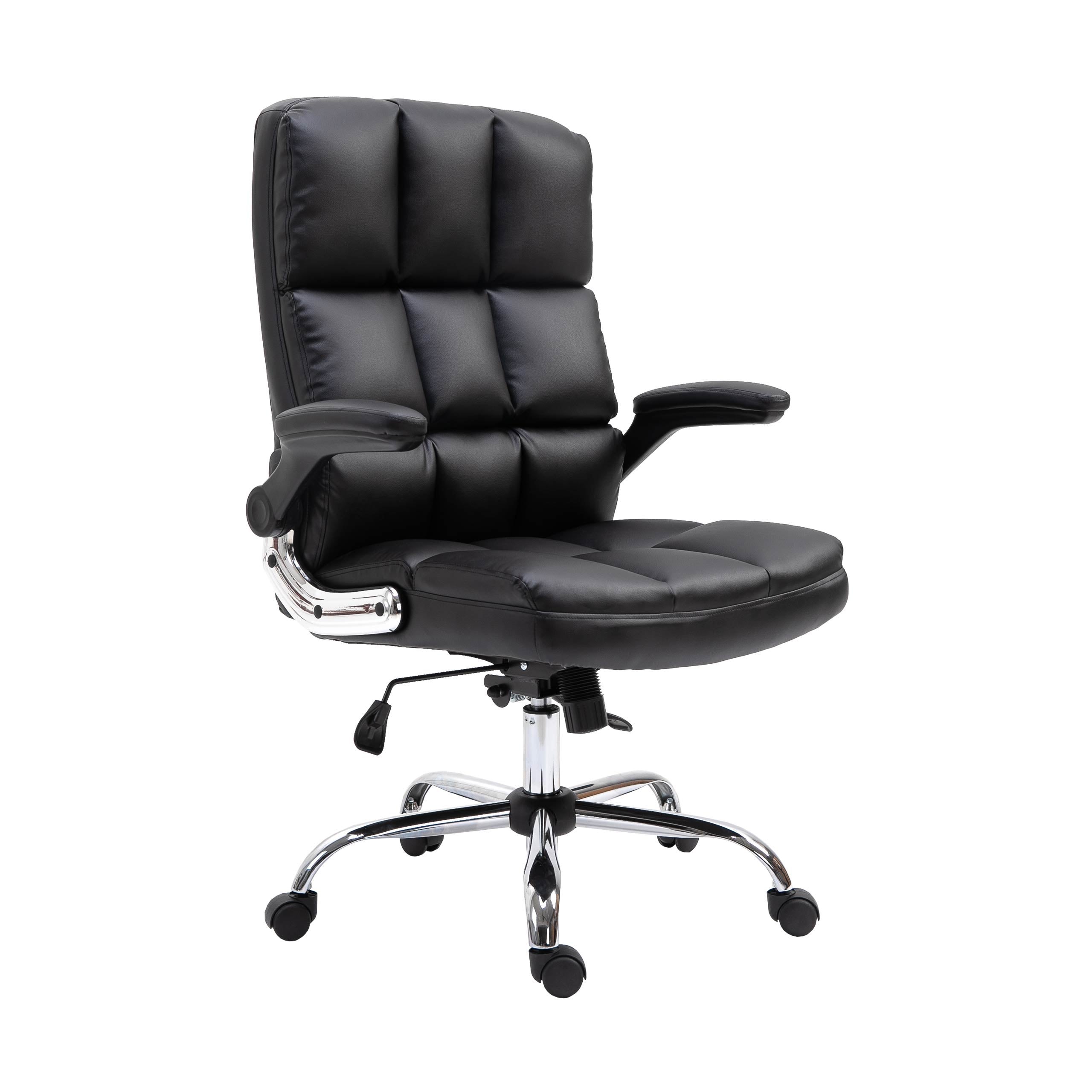 Chaise de bureau pivotante réglable en hauteur en synthétique noir forme ergonomique 04_0001878 ...
