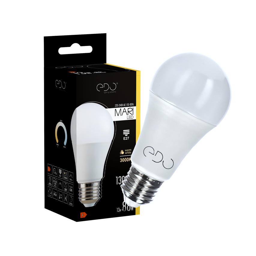 Ampoule Mari LED E27 13 W 3000K blanc chaud WW 1300 lm EDO777589 Edo ...