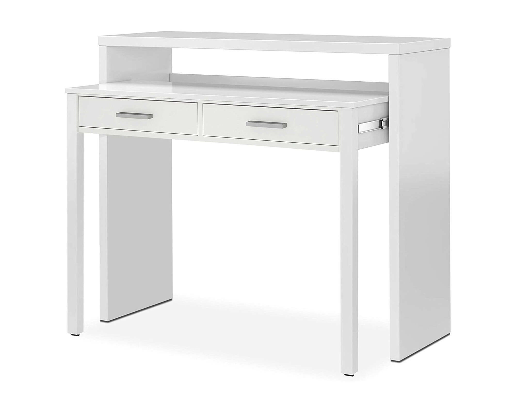 Bureau Andriy, Bureau avec plateau extensible, Bureau PC avec 2 tiroirs ...