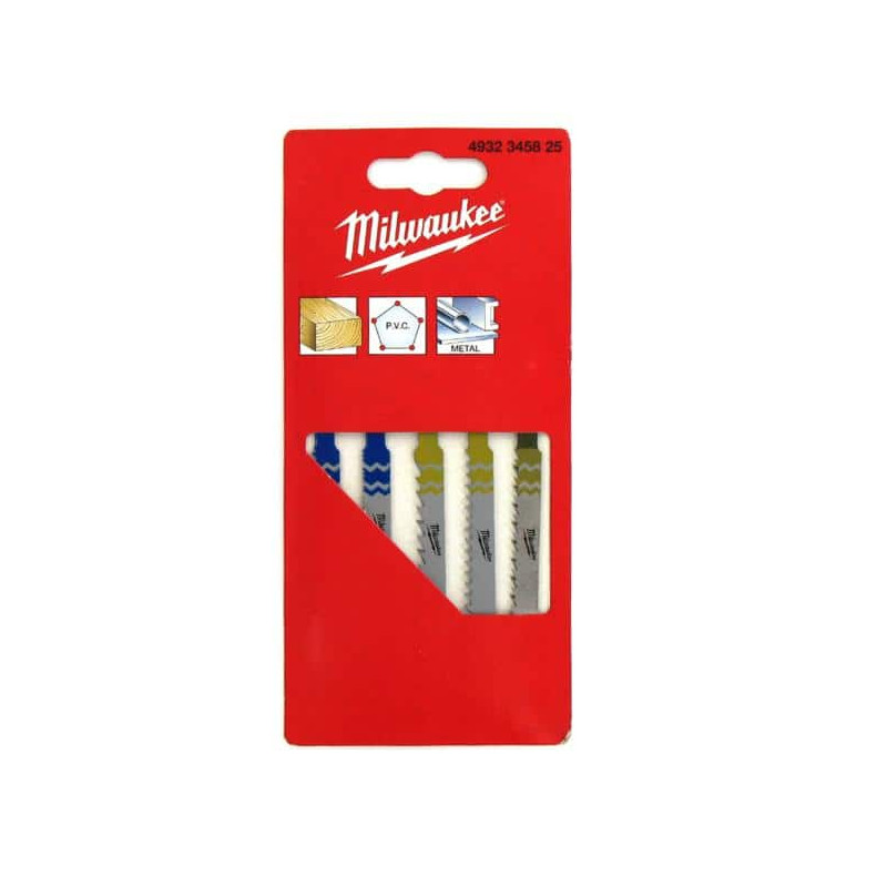 Pack de 5 lames scie sauteuse MILWAUKEE métal/bois/PVC 4932345825 ...