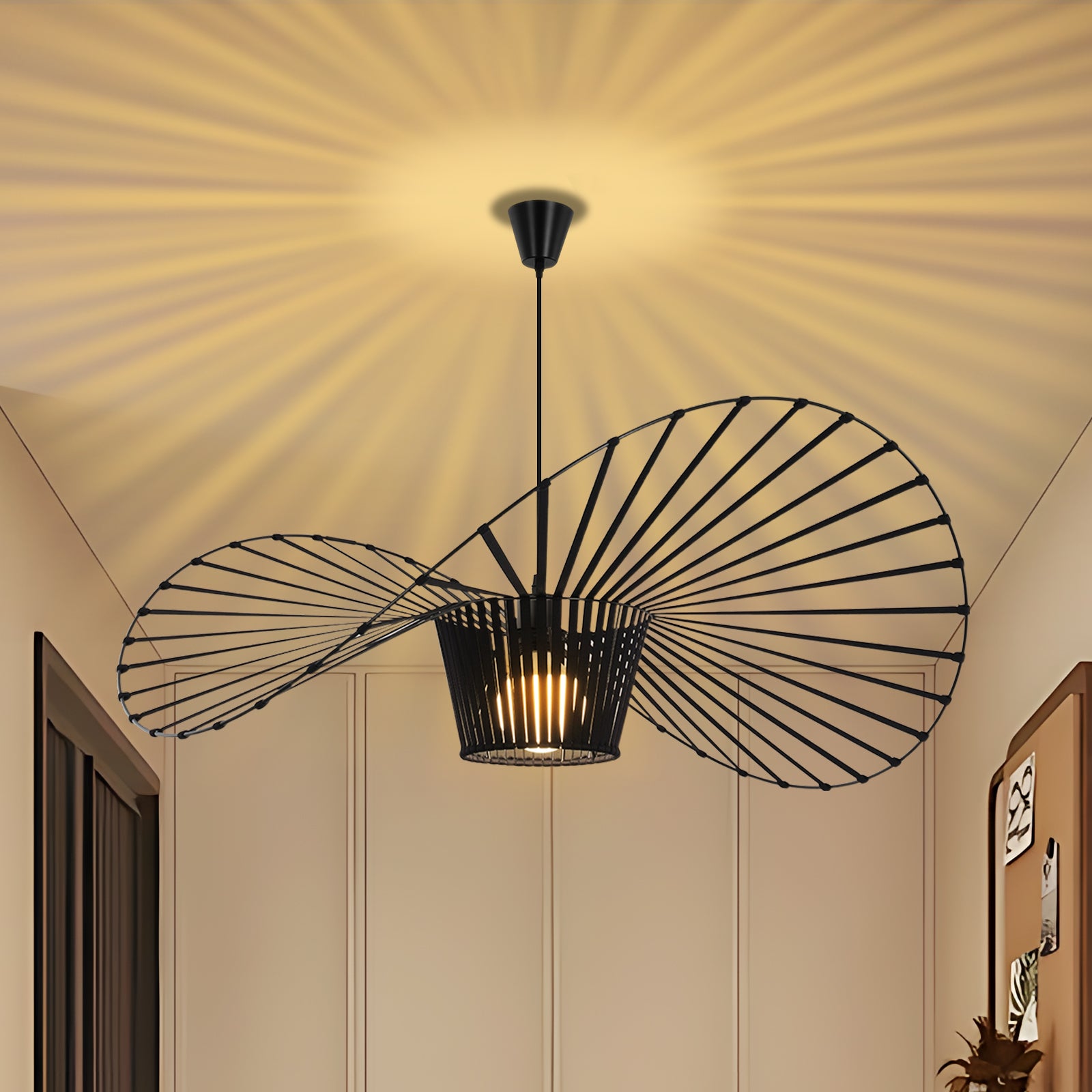 NETTLIFE Suspension Noir E27 Lampe Suspendue Diam.100cm Creative design ...