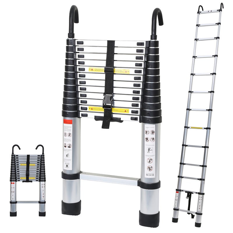 Echelle Télescopique jusqu'à 150 kg Escabeau stable en aluminium Multi ...