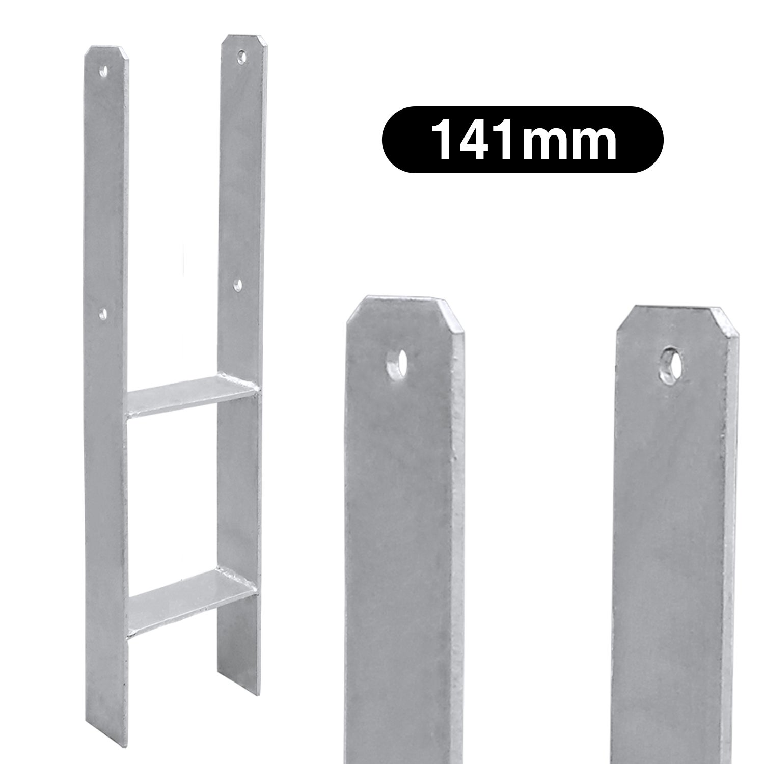 Support de poteau en H 4 pièces, pied d'ancrage en H 141 x 600 mm ...