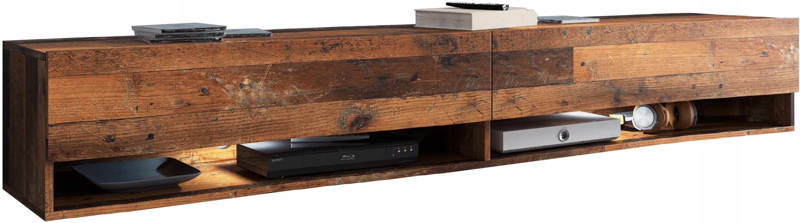 Meuble TV Lowboard A180 Style ancien, Nombre de portes : 2, 180x30x31 ...