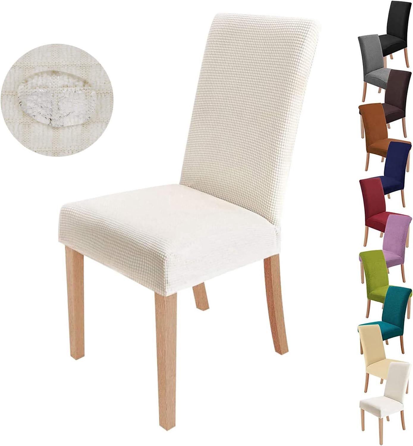 Lot de 4 housses de chaise (beige), housse de chaise de salle à manger ...