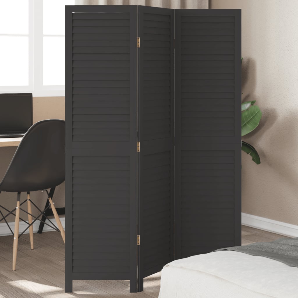 Tabique negro de 3 paneles de madera maciza de paulownia | Leroy Merlin