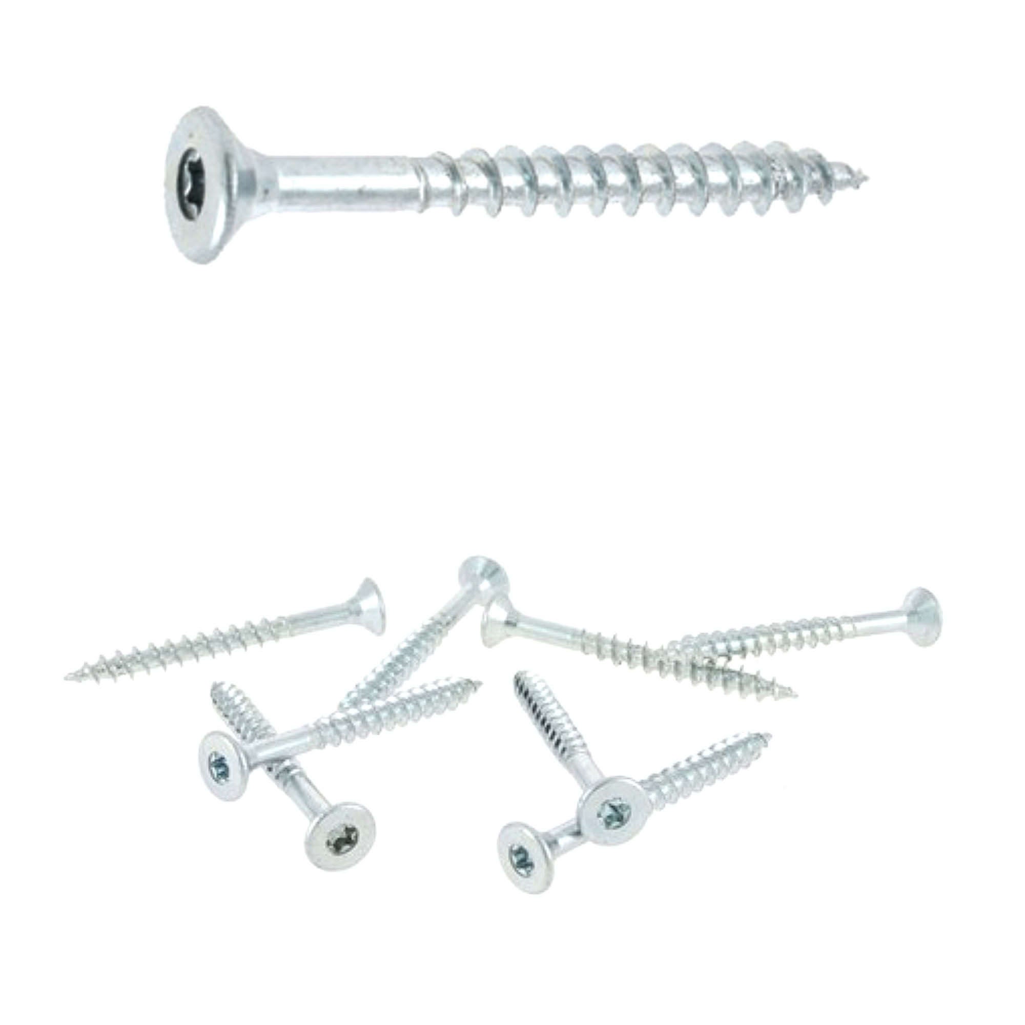200 vis agglo tête fraisée Torx acier zingués blanc - Diamètre 6 mm mm ...