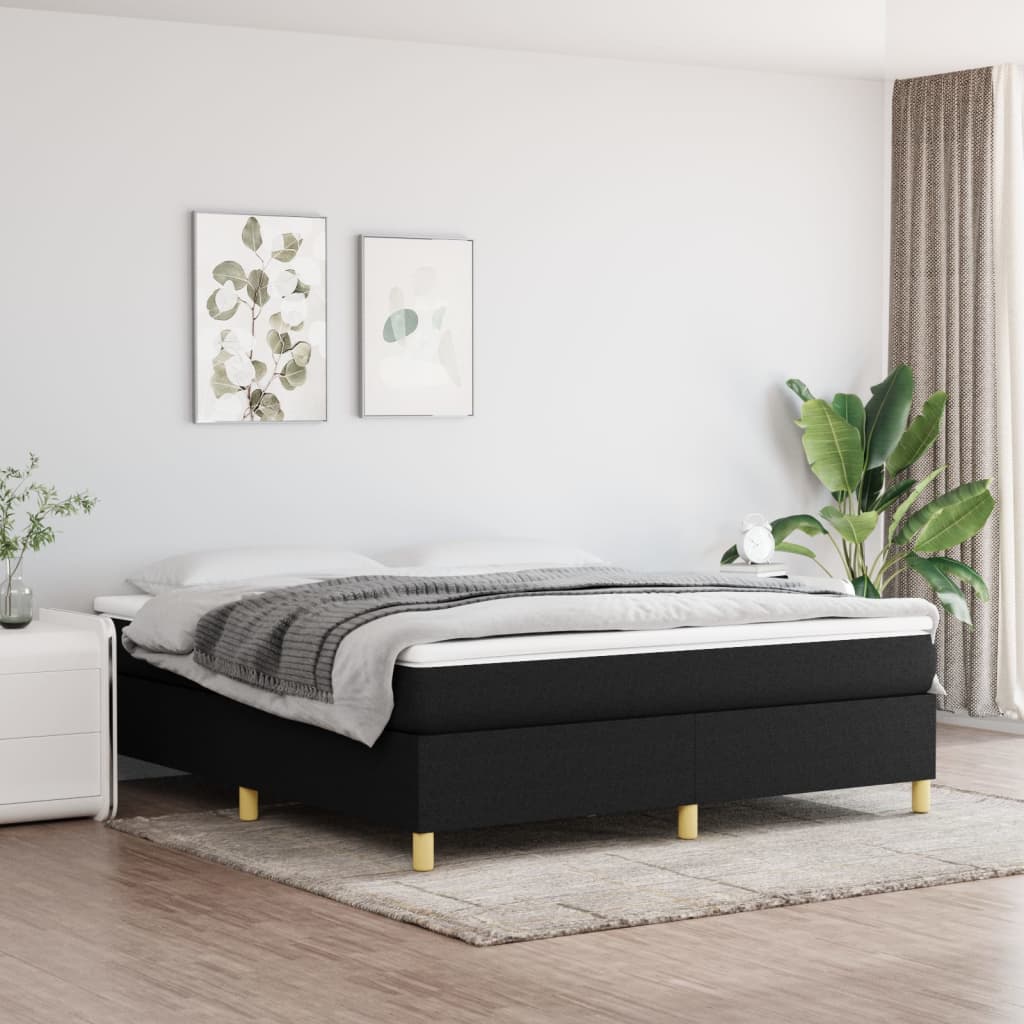Lit à sommier tapissier avec matelas Noir 180x200 cm Tissu | Leroy Merlin