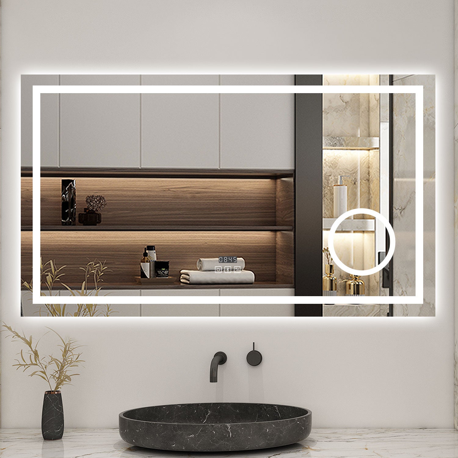 AICA Miroir lumineux 120 x 70cm, bluetooth + 3 couleurs + dimmable ...