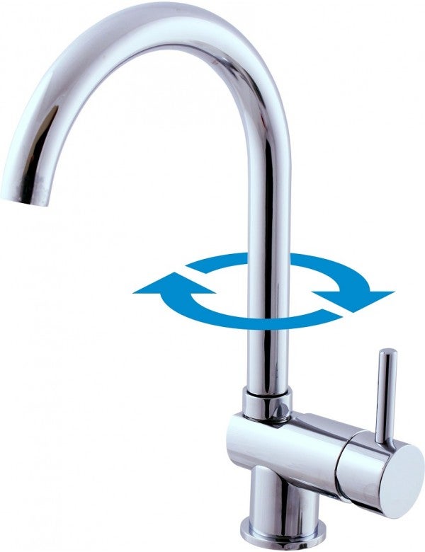 Mitigeur évier pivotant bout rond SEINA laiton chromé H.32,5cm | Leroy ...