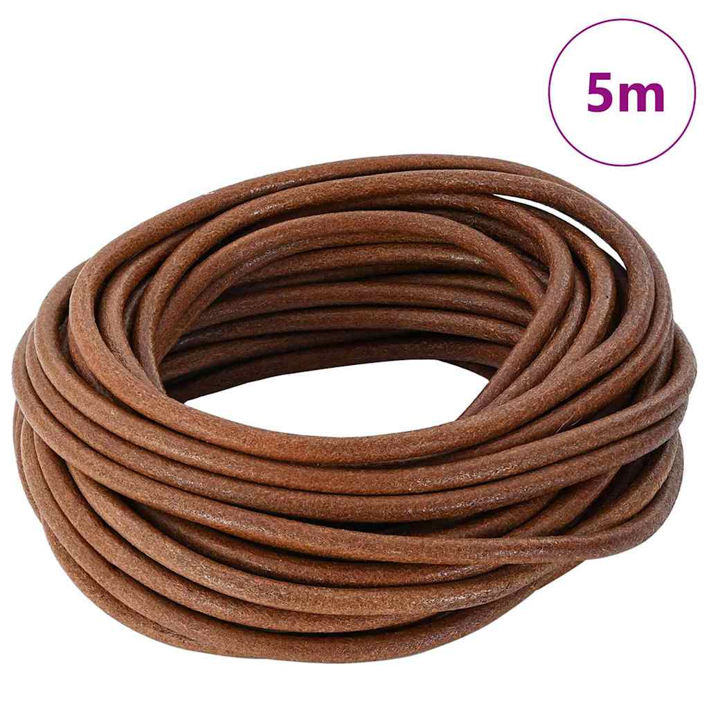 Corde en Cuir Marron Clair Ø4 mm x 5 m Cuir vidaXL | Leroy Merlin